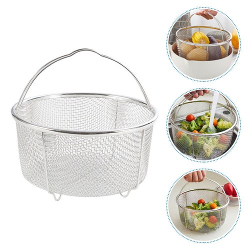 Stainless Steel Basket Kitchen Frying Round Deep Fryer Turkey Air Mesh ...
