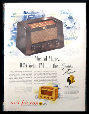 1948 Vtg Print Ad RCA Victor Tube Radio AM FM NBC Golden Throat Retro ...