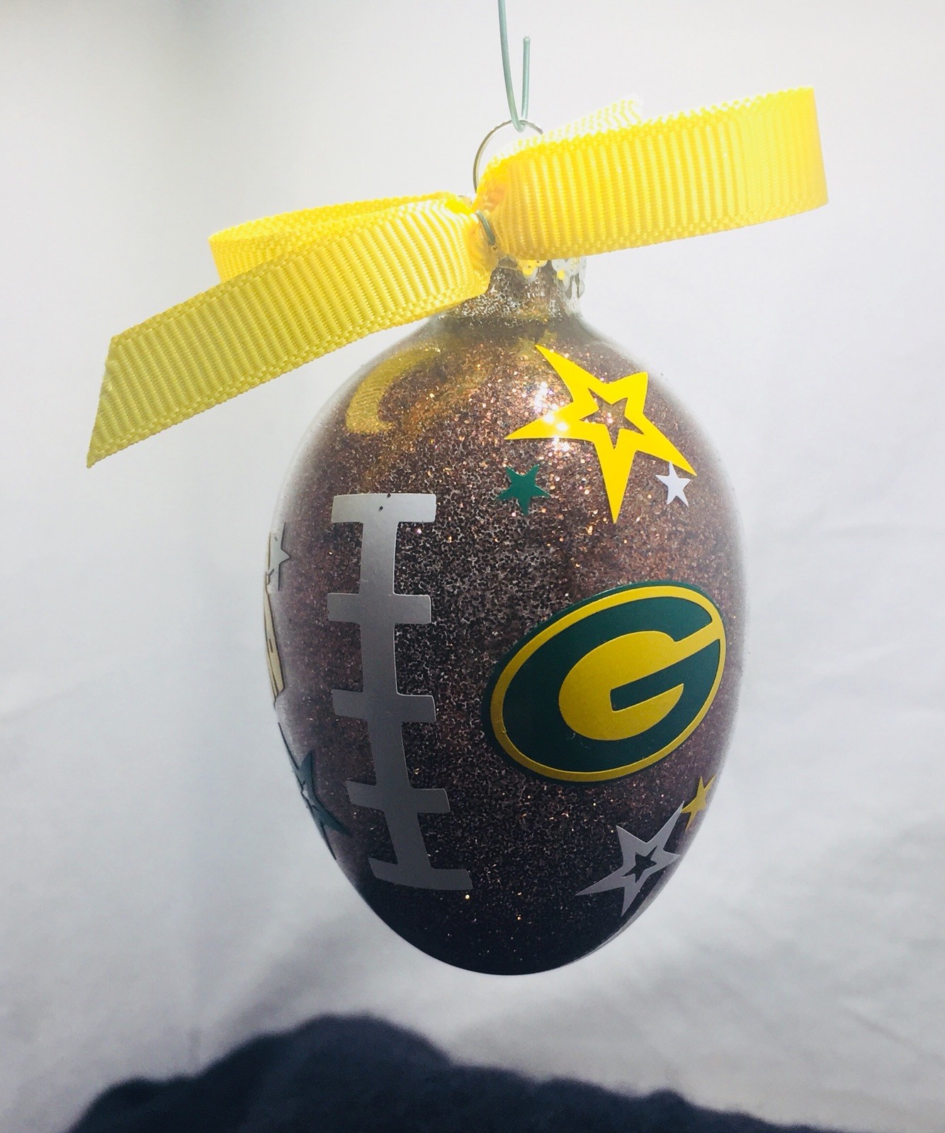 Green Bay Packers Christmas Tree Holiday Ornament Glitter Glass ...