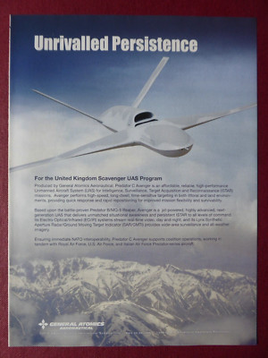 8/2010 PUB GENERAL ATOMICS DRONE PREDATOR C AVENGER UAS SCAVENGER ...