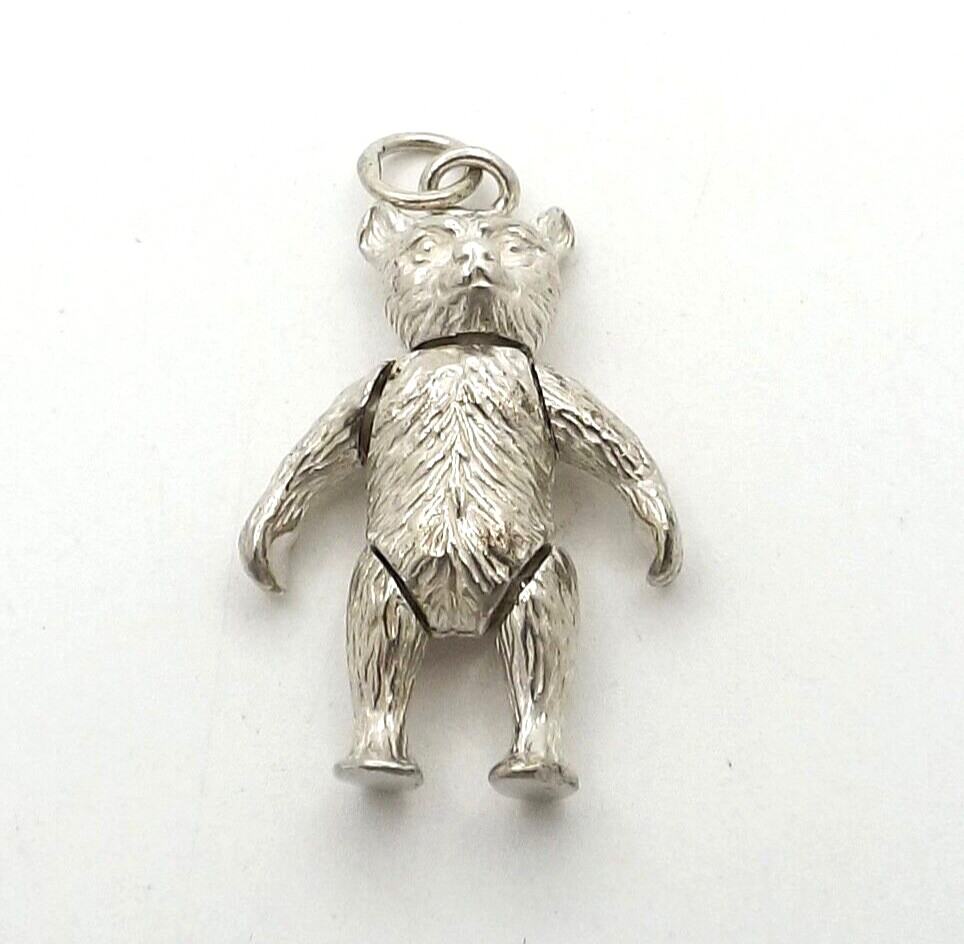 Sterling Silver Teddy Bear Articulated Charm Pendant … - Gem