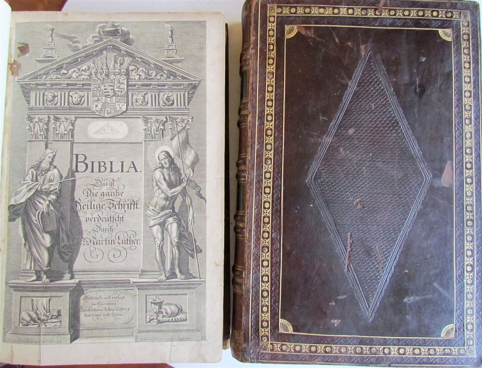 1708 BIBLE in GERMAN 3 MASSIVE FOLIO VOLUMES MARTIN LUTHER ILLUSTRATED ...