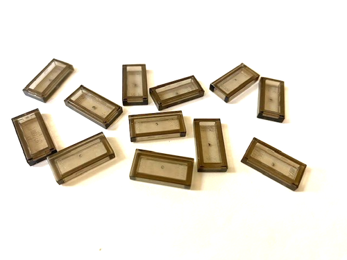 Lego Parts: 1x2 Smooth Flat Tile, Part # 3069, Translucent Black - 12 ...