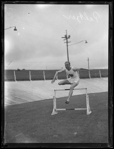 Athlete Dr Otto Peltzer of Germany leaping over a hurdle NSW 1930 2 Old ...