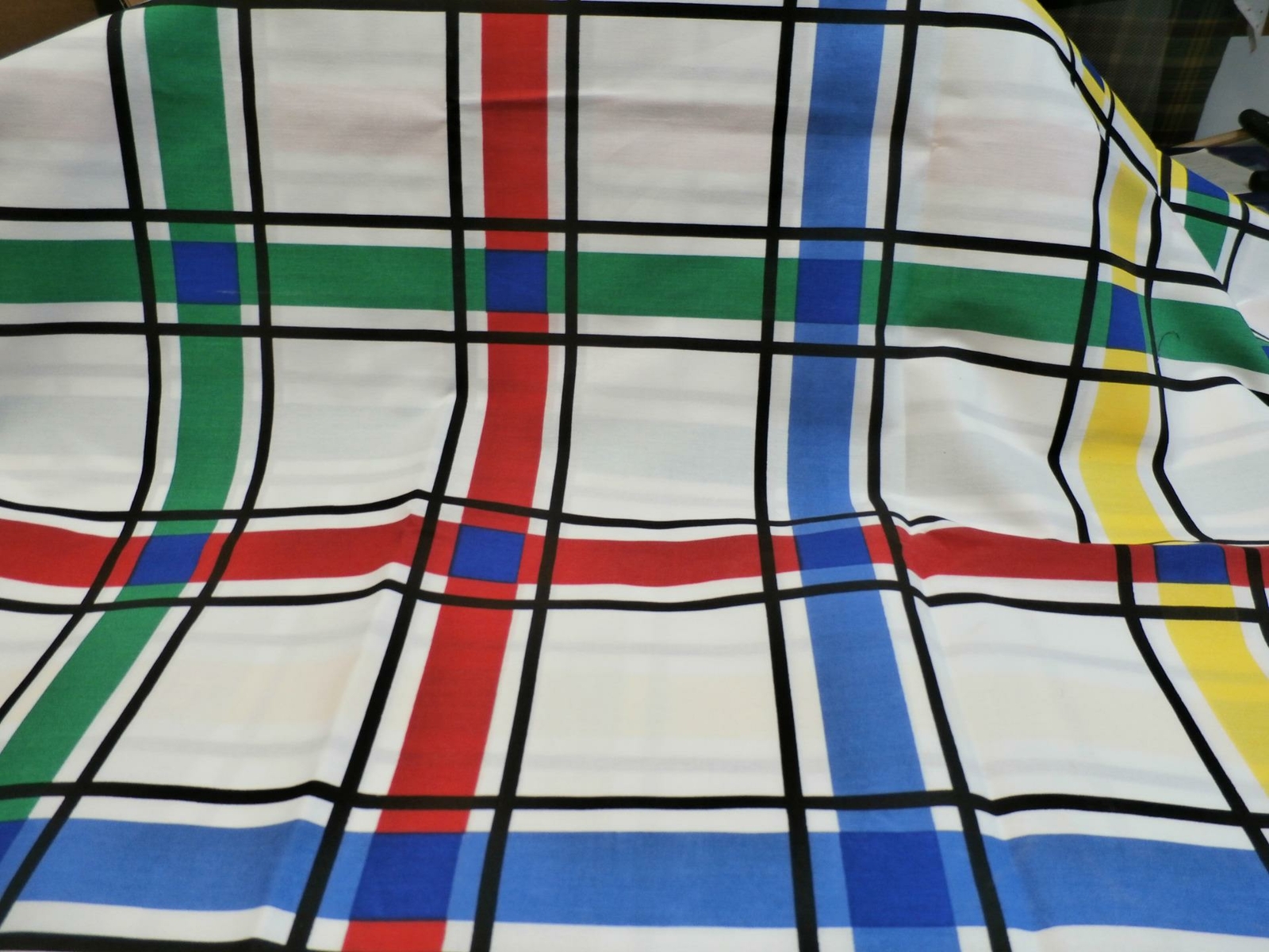 Very Nice Brightly Colored Plaid Fabric: 2 Pcs 52" x 72" & 26" x 46" | eBay