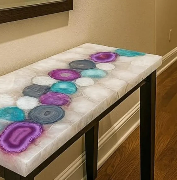 Mix Agate Console Table | Luxury Handmade Gemstone Furniture for Home ...