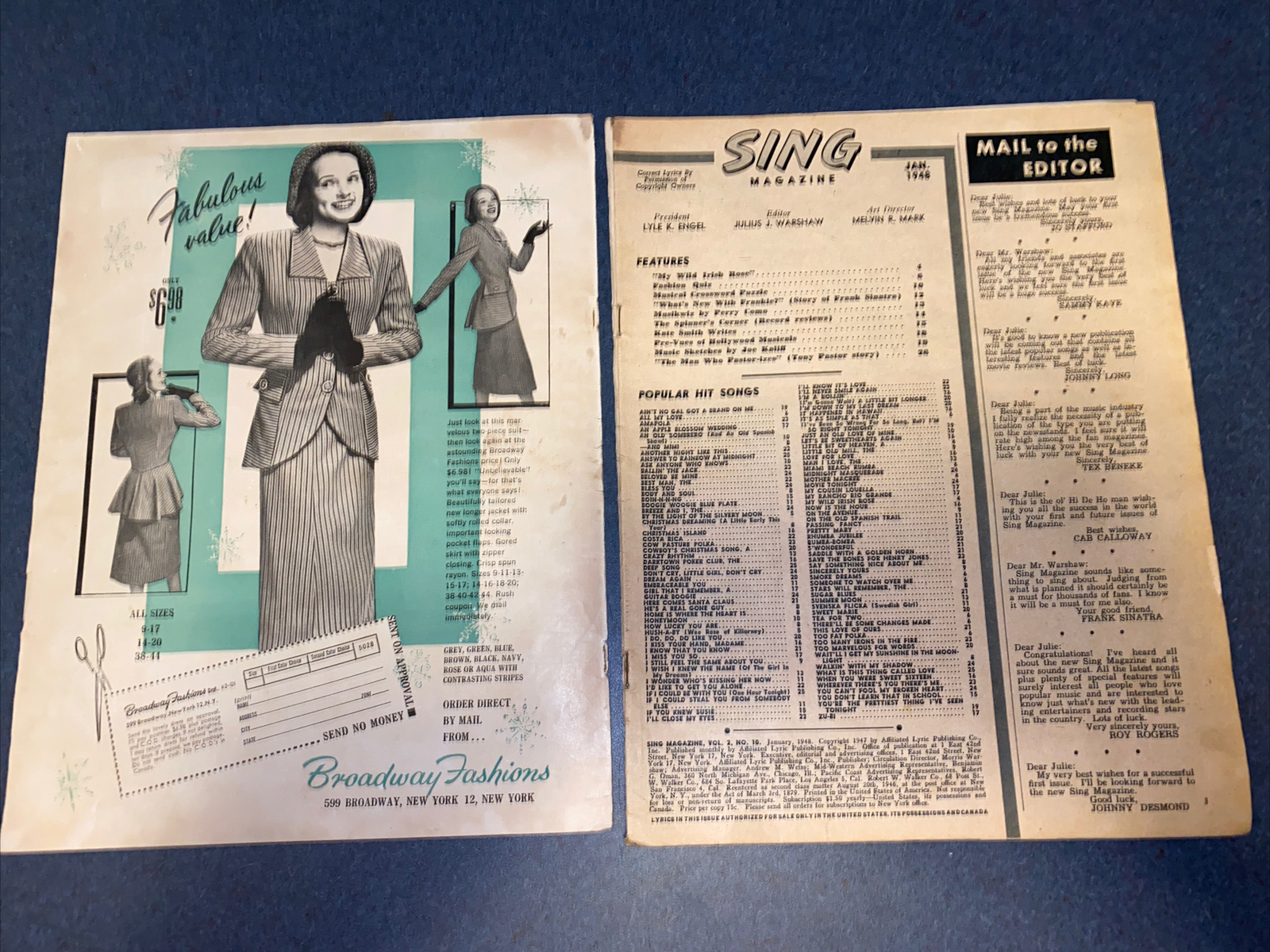 Sing Magazine 1948 January All The Latest Songs Lana Turner Cover | eBay