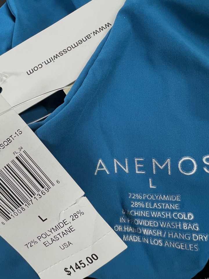 $145 Anemos Women's Blue Square Neck Bikini Top Swimwear Size Large | eBay