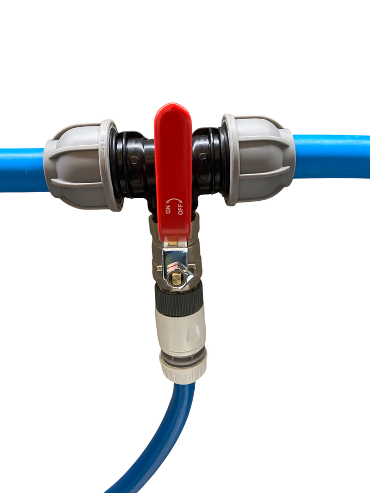 mdpe water pipe tee off metal full flow valve with universal hose ...