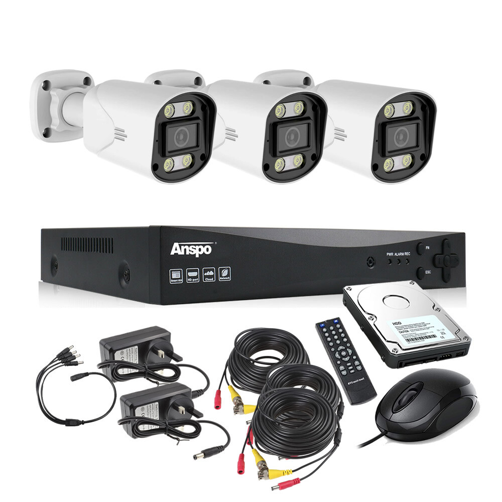 Colour CCTV Camera System HD 1080P DVR Hard Drive Outdoor Home Security ...