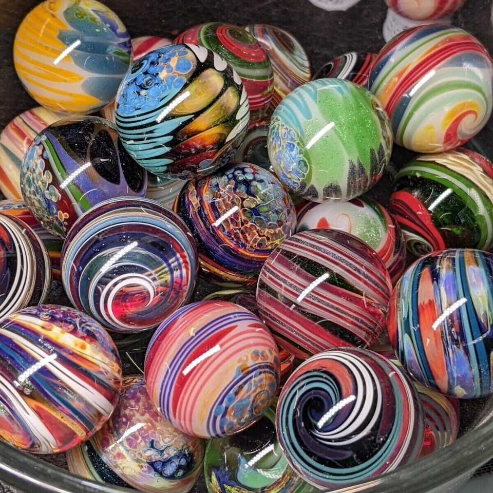 1" Beck Glass Mystery Marbles, Lampwork Marbles, Surprise, Random ...