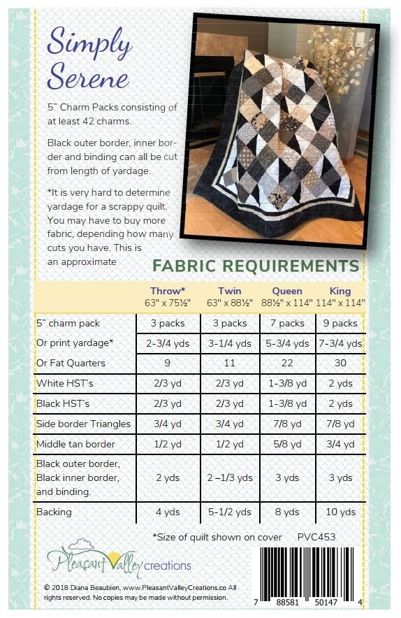 #453 Simply Serene Quilt Pattern easy fast simple throw twin queen king ...