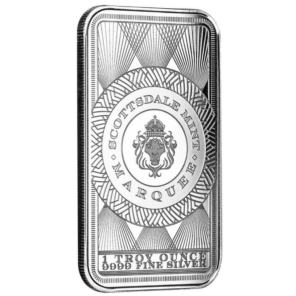 5 x 1 oz .9999 Silver Bars - Scottsdale Marquee Peacock Silver Bullion ...