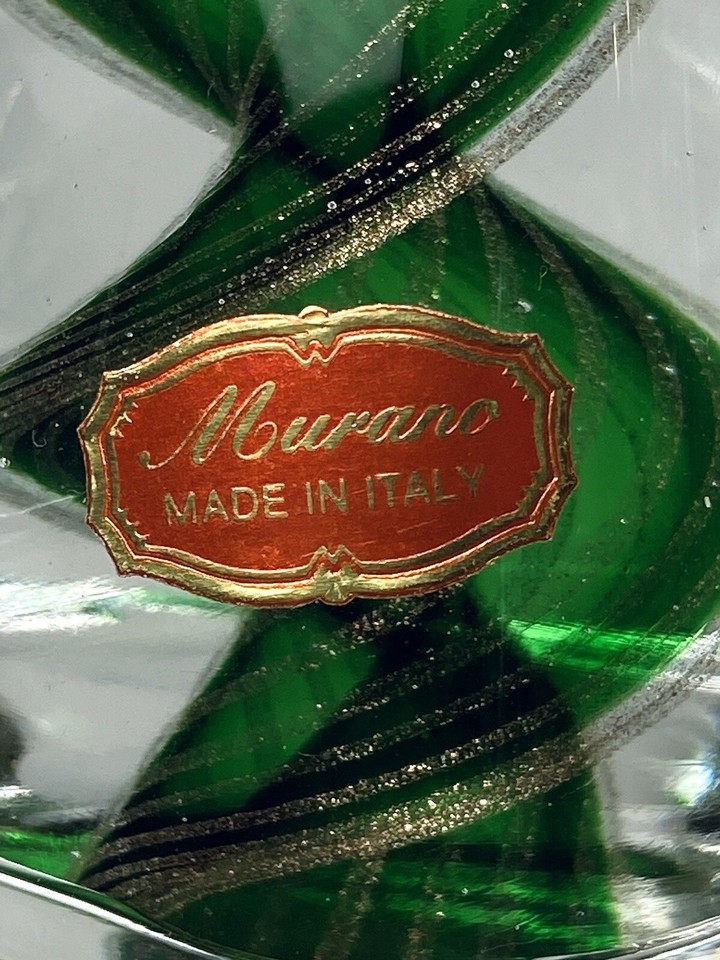Vintage Murano Glass Christmas Tree Gold Polveri Green Swirl Twist ...