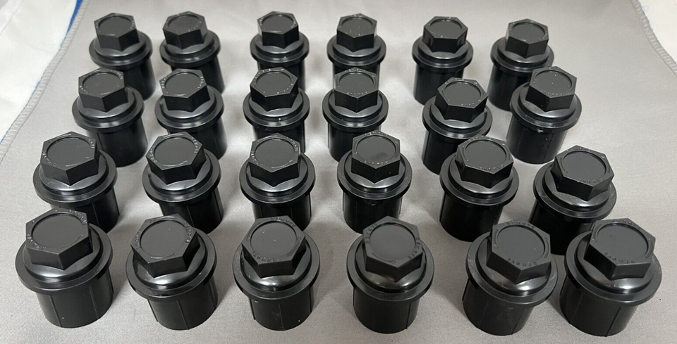 24 NEW EXTRA LONG BLACK Lug Nut COVERS CAP CHEVY GMC SILVERADO TRUCK ...