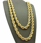 HIP HOP 14K GOLD PLATED RAPPER'S 8mm 24" & 8mm 30" ROPE 2 CHAIN ...