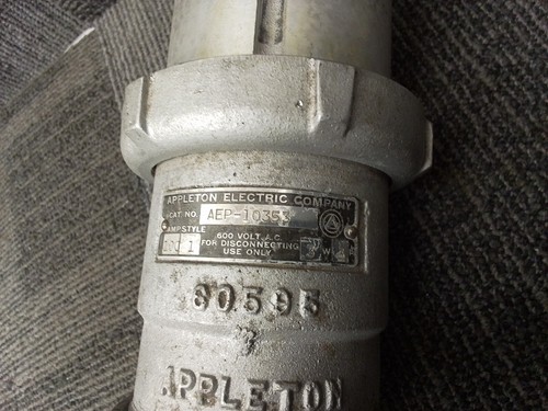Appleton Electric Company 3 Pole Plug AEP-10353 With APC-10353 100 Amp ...