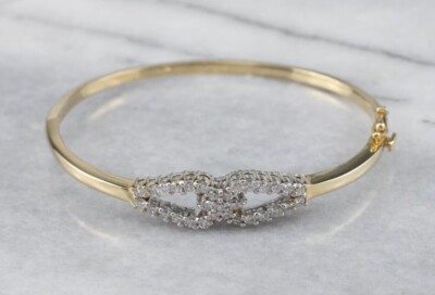 Diamond Round Cut 3 Ct Simulated Beauty Bangle Bracelet 14K Yellow Gold ...