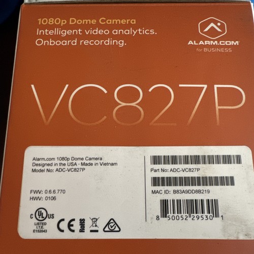 Lot Of 2 Alarm.com ADC-VC827P 1080P IndoorOutdoor Fixed Vandal ...
