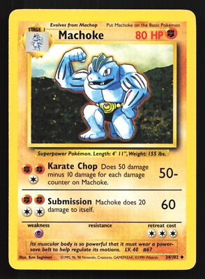 Pokemon Machoke 34/102 WotC Base Set Unlimited Uncommon LP | eBay