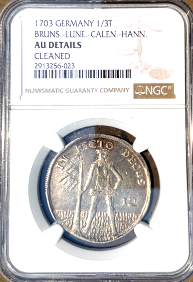 1703 German States Brunswick Luneburg Wildman 1/3 Taler, 12 MG NGC AU ...