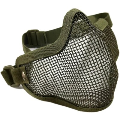 Tactical Steel Mesh Half Face Mask Army Green - War Game, Halloween ...
