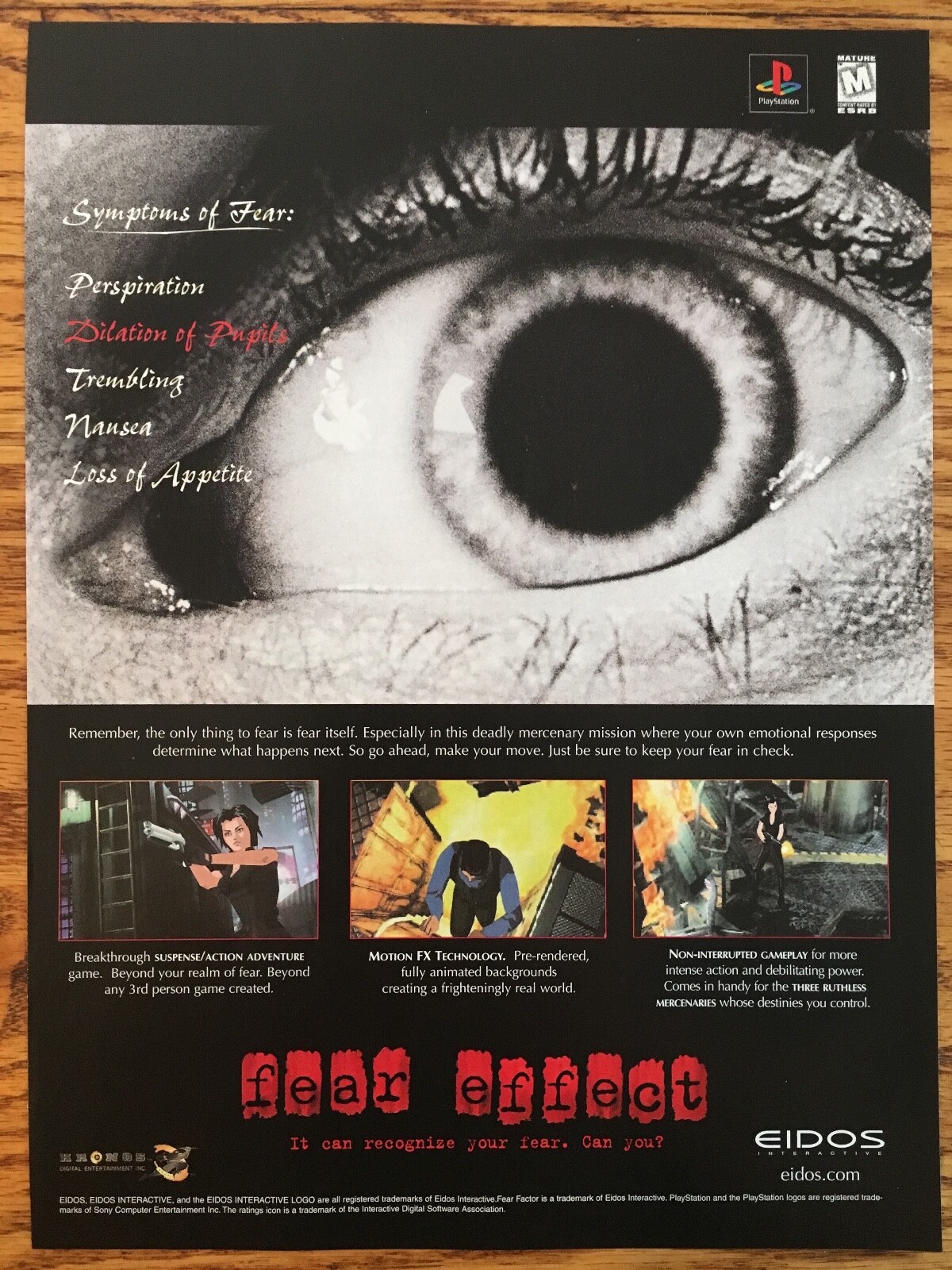 Fear Effect Playstation 1 PS1 PSX 2000 Vintage Print Ad/Poster Official ...