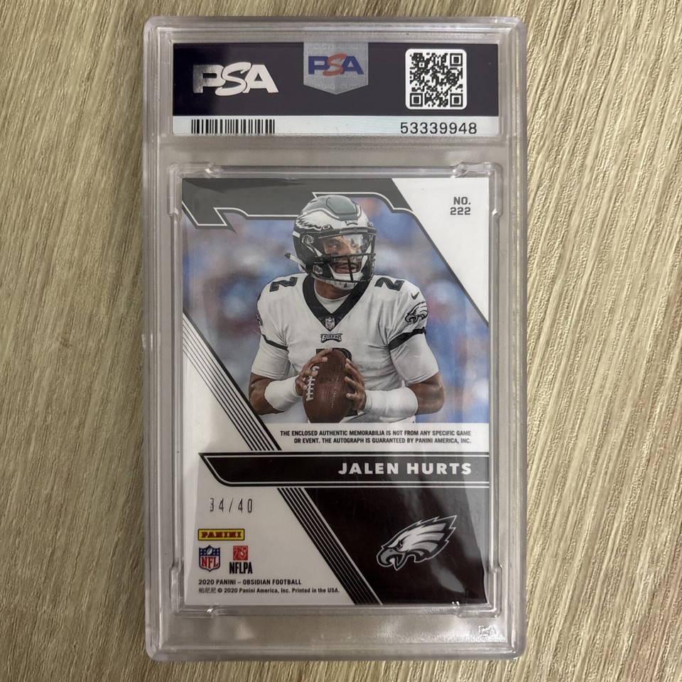 2020 Obsidian Electric Etch Purple Jalen Hurts RC RPA PATCH AUTO /40 ...