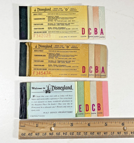 3 Vintage Disneyland 1970s Adult Ticket Books - 30 tickets still in ...