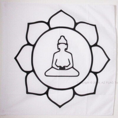 DRAPEAU BOUDDHA FLEUR DE LOTUS 90x90cm - DRAPEAU DU BOUDDHISME 90 x 90 ...