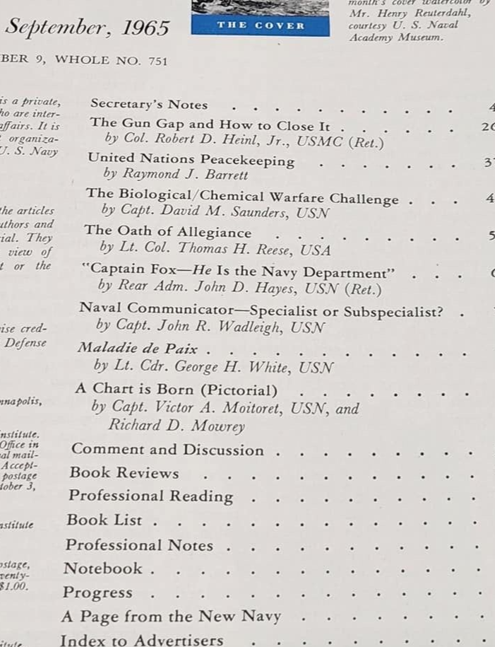 UNITED STATES NAVAL INSTITUTE PROCEEDINGS MAGAZINE September 1965 | eBay