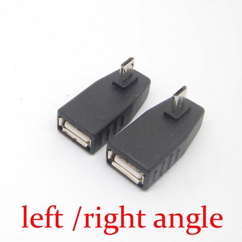 90 Degree right/left angle Female to micro USB 2.0 B Male OTG Adapter ...