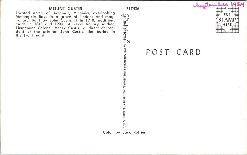 Dr Jim Stamps Postcard Mount Custis Near Accomac Virginia | eBay