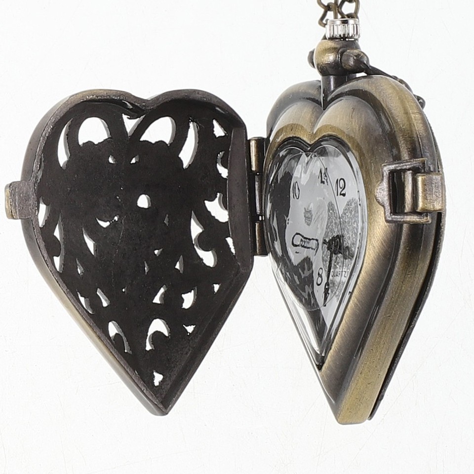 2pcs Pocket Watch With Chain: Heart-Shaped Pocket Watch With Chain ...