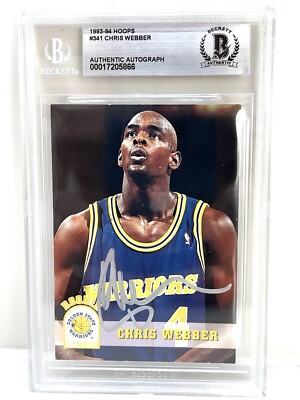 Chris Webber hand signed 1993-94 NBA Hoops Rookie Card #341 Beckett ...