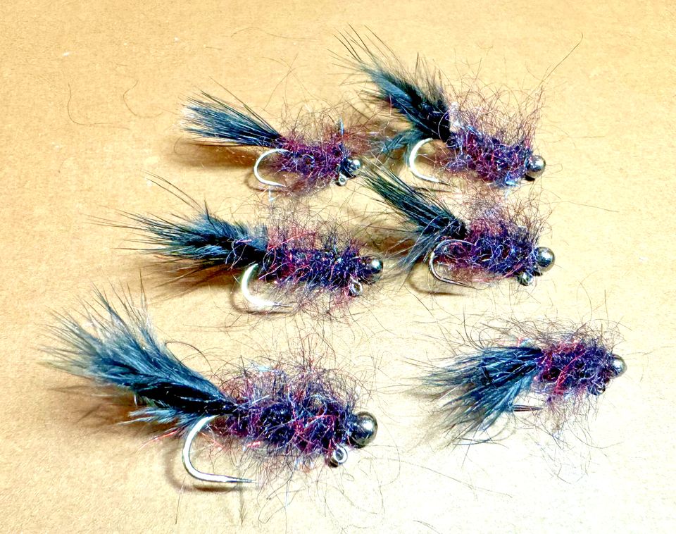 6 Tungsten Bead Head Midnight Cowboy Balanced Leech - Fly Fishing Flies ...