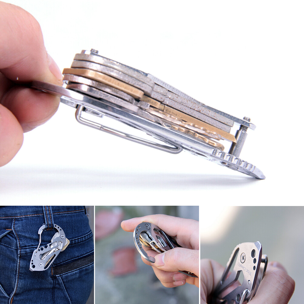 EDC Stainless Steel Multi-Tools Keychain Screwdriver Carabiner Pocket ...
