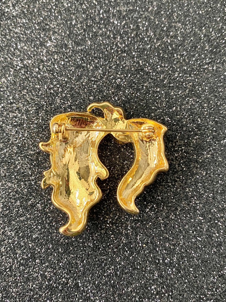 Pin - Stylized Gold Tone Ribbon with Rhinestones 1 1/4" PIn55 | eBay