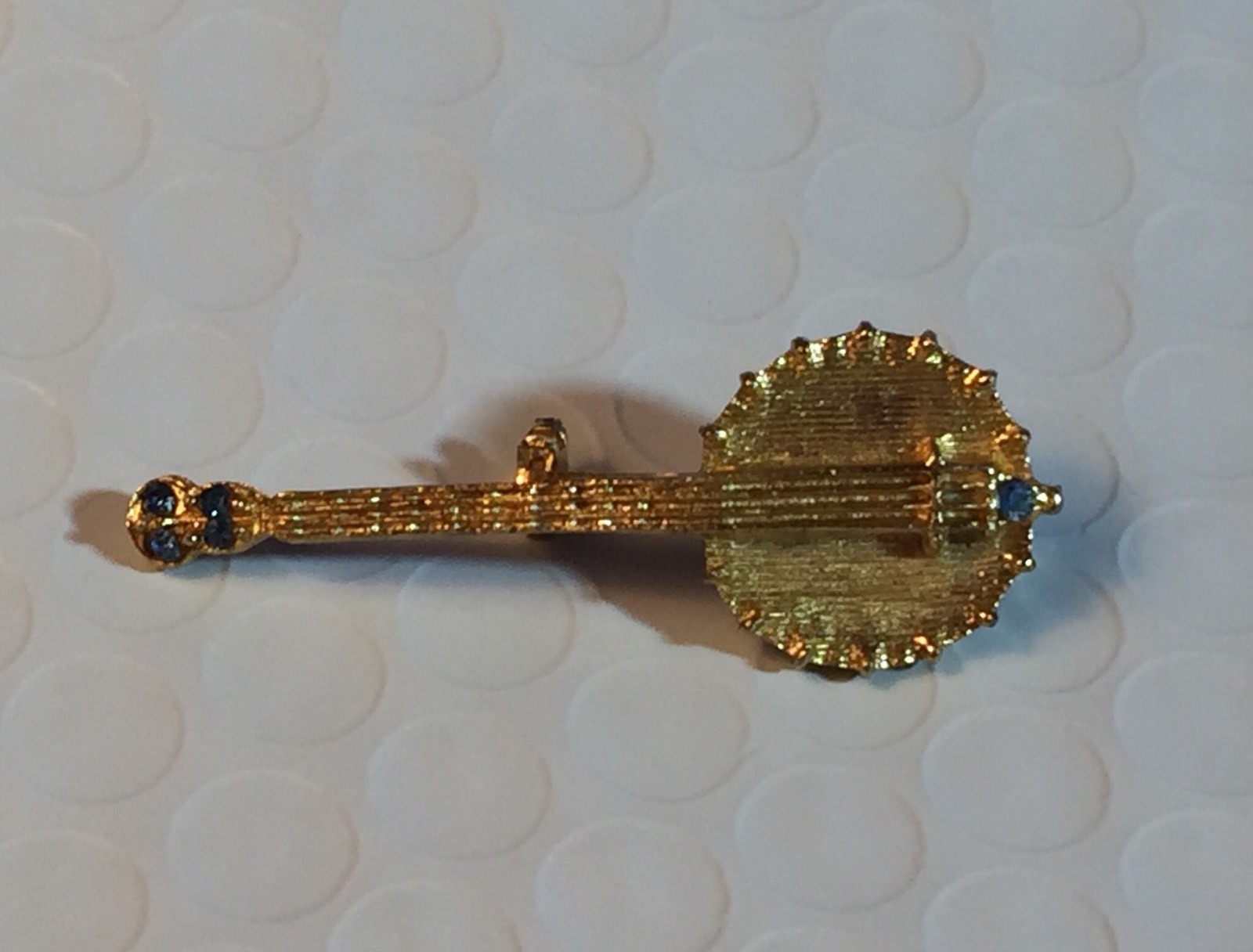 Banjo Brooch Pin Gold Tone Blue Rhinestones Vintage Gift Collectible | eBay