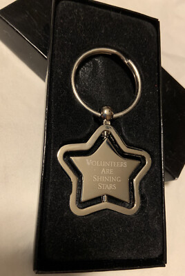 Volunteers Are Shining Stars Silvertone Metal Spinner Keychain w/ Box ...