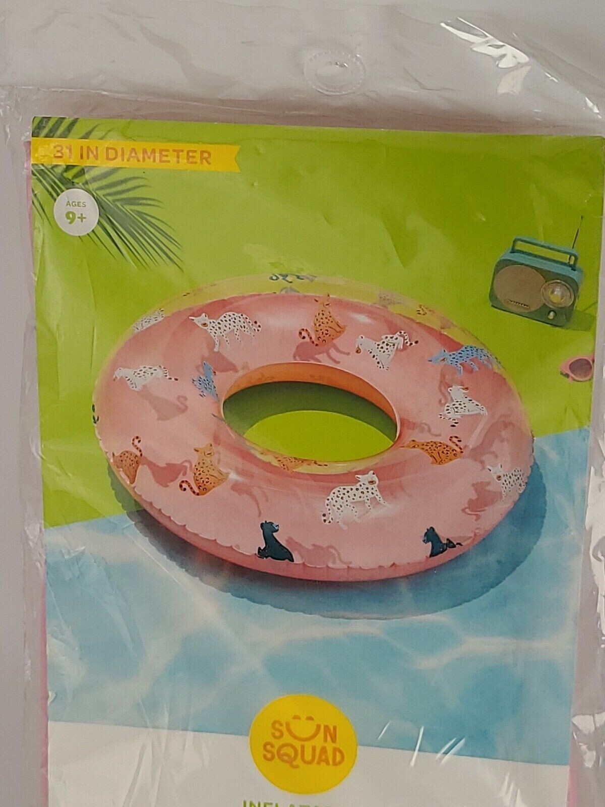 BRAND NEW Sun Squad 31" Diameter Cheetah Print Inflatable Pool Float ...