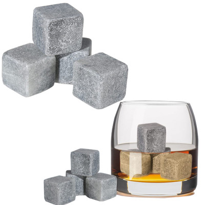 SET OF 4 COOLING STONES WHISKY ROCKS COLD GLACIER STONE IN POUCH DRINK ...