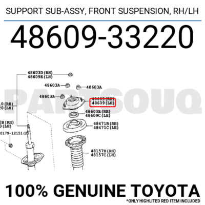 4860933220 Genuine Toyota SUPPORT SUB-ASSY, FRONT SUSPENSION, RH/LH ...