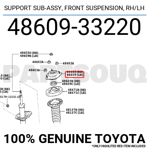 4860933220 Genuine Toyota SUPPORT SUB-ASSY, FRONT SUSPENSION, RH/LH ...