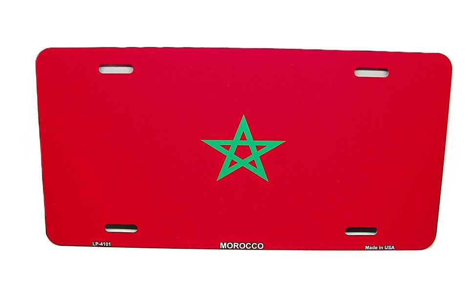 MOROCCO FLAG ALMAGHRIP MOROCCAN FLAG Metal Novelty Car License Plate ...