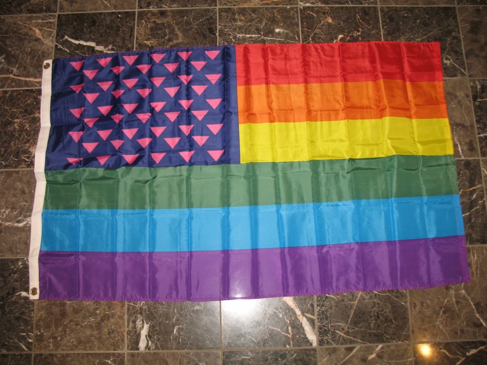 3x5 New Glory Rainbow Gay Lesbian Triangle Flag 3'x5' Banner Brass ...