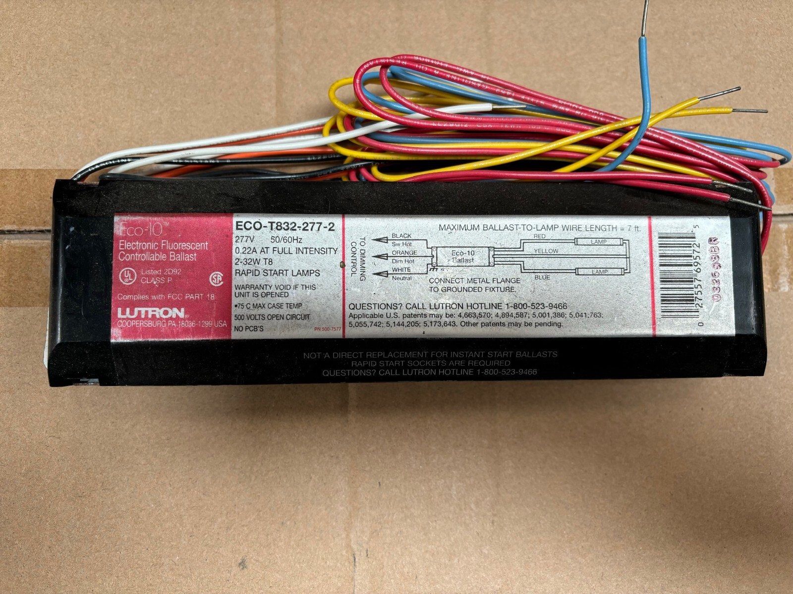 Lutron Eco-10 ECO-T832-277-2-L Ballast 277 ECOT8322772L for sale online ...