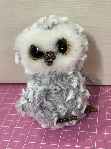 Ty Beanie Boos Owlette White Baby Owl Owlet Gold Glitter Eyes 6” With ...