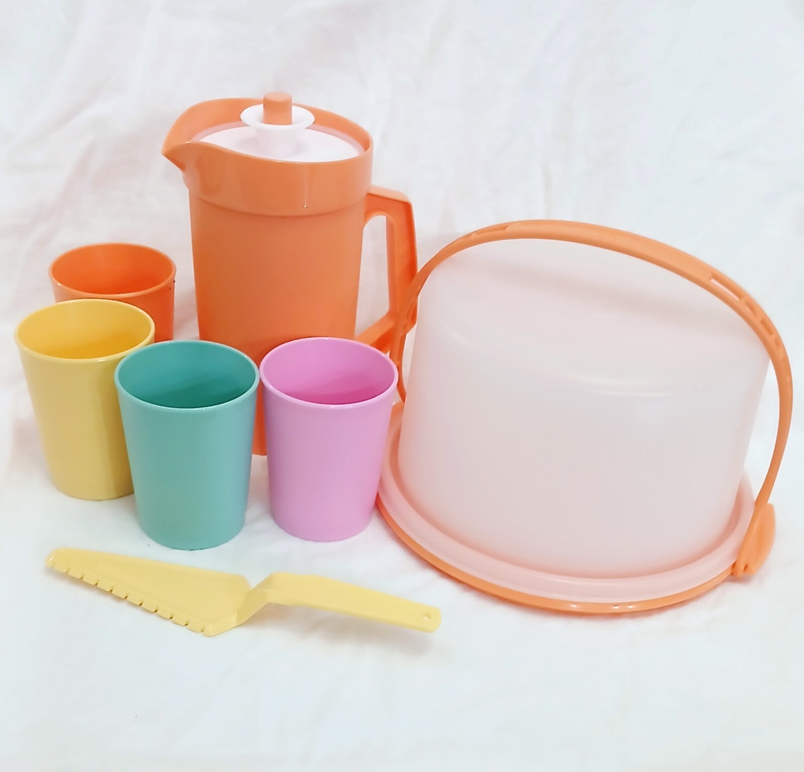 TUPPERWARE KID'S MINI 8PC PARTY PLAY SET ORANGE PEACH YELLOW COLORS NEW ...
