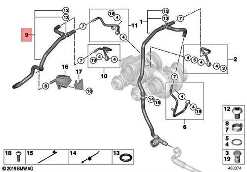 Genuine BMW E70 E71 SAC SUV Heater Return Hose OEM 11537598343 | eBay